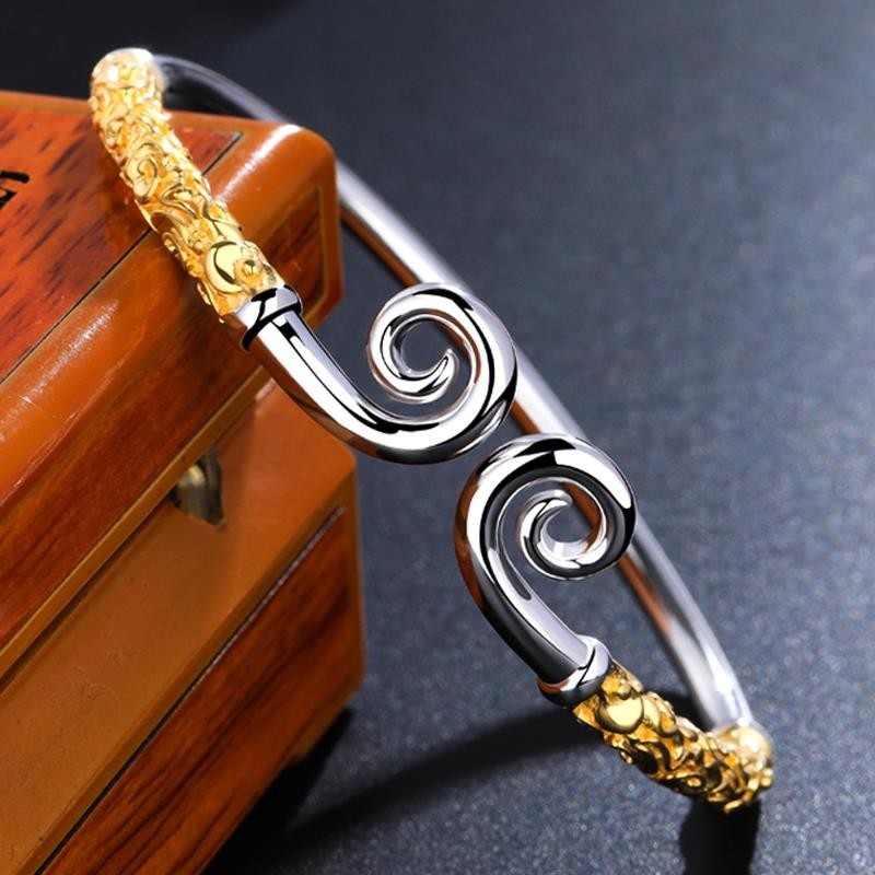 纯银紧箍咒手镯男大话西游悟空至尊宝金箍棒女情侣一对金箍咒刚箍Pure Silver Tight Hoop Curse Bracelet ...