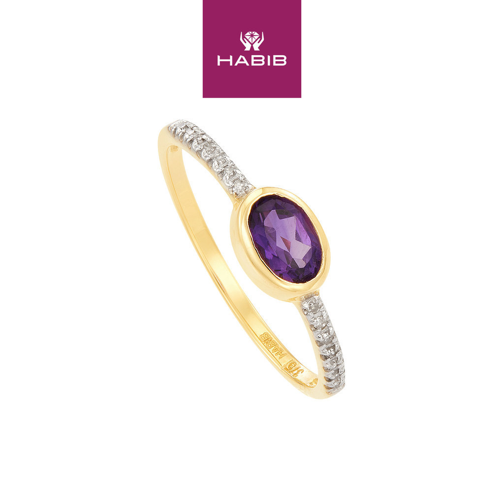 HABIB Oval Amethyst and Round Diamond Ring in 375/9K Yellow Gold ...