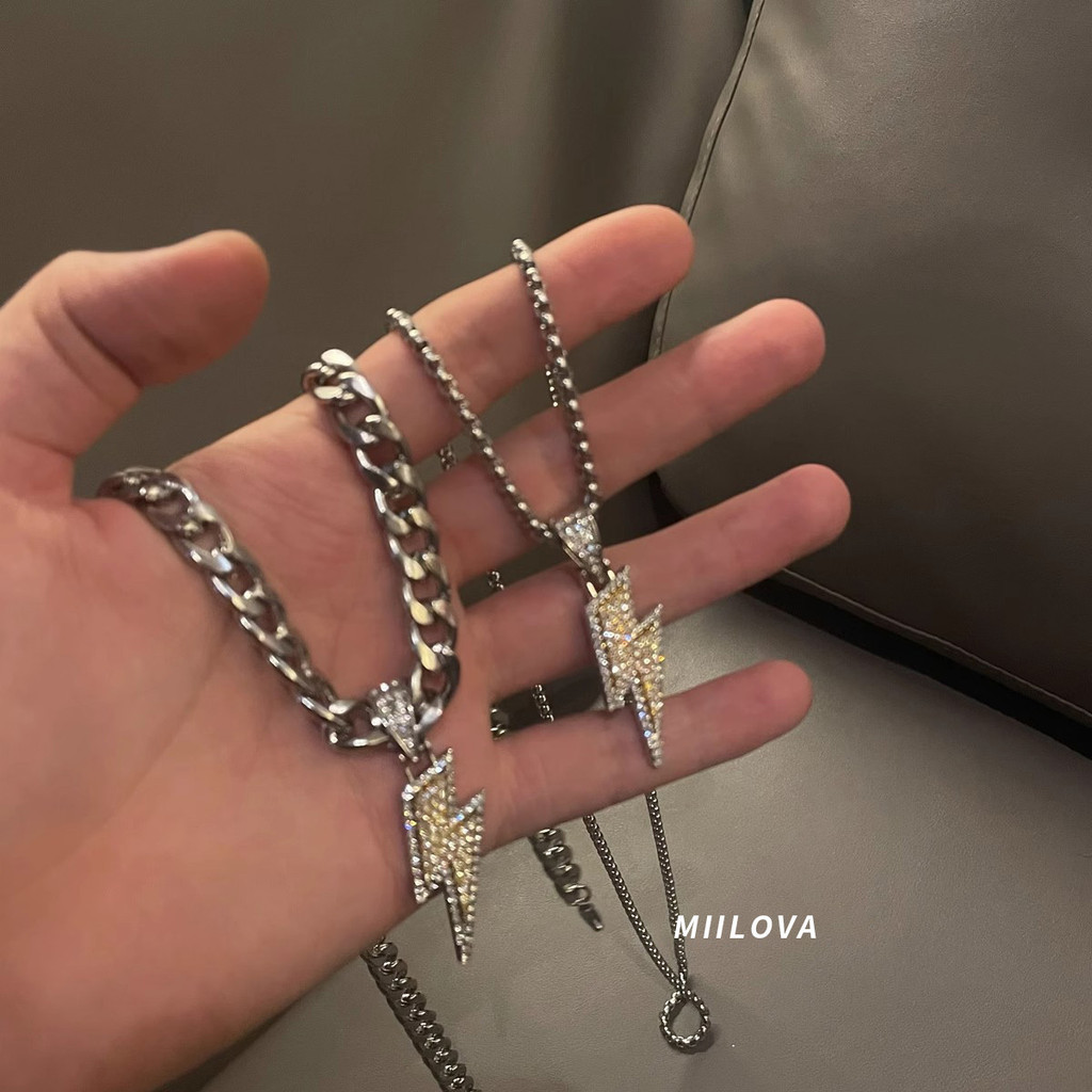 Fashion Punk Hip Hop Style Full Crystals Inlaid Lightning Symbol ...