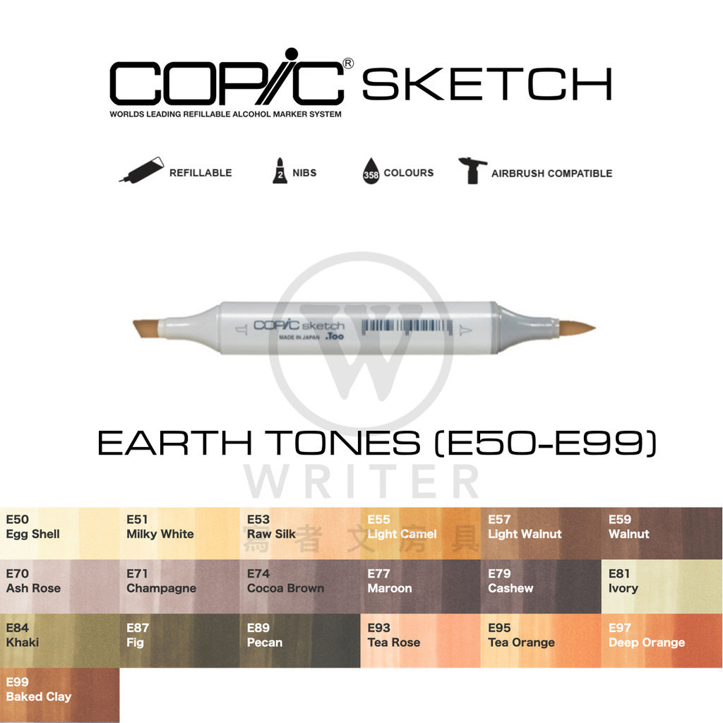 COPIC Sketch Marker EARTH TONES (E50-E99) | Shopee Malaysia