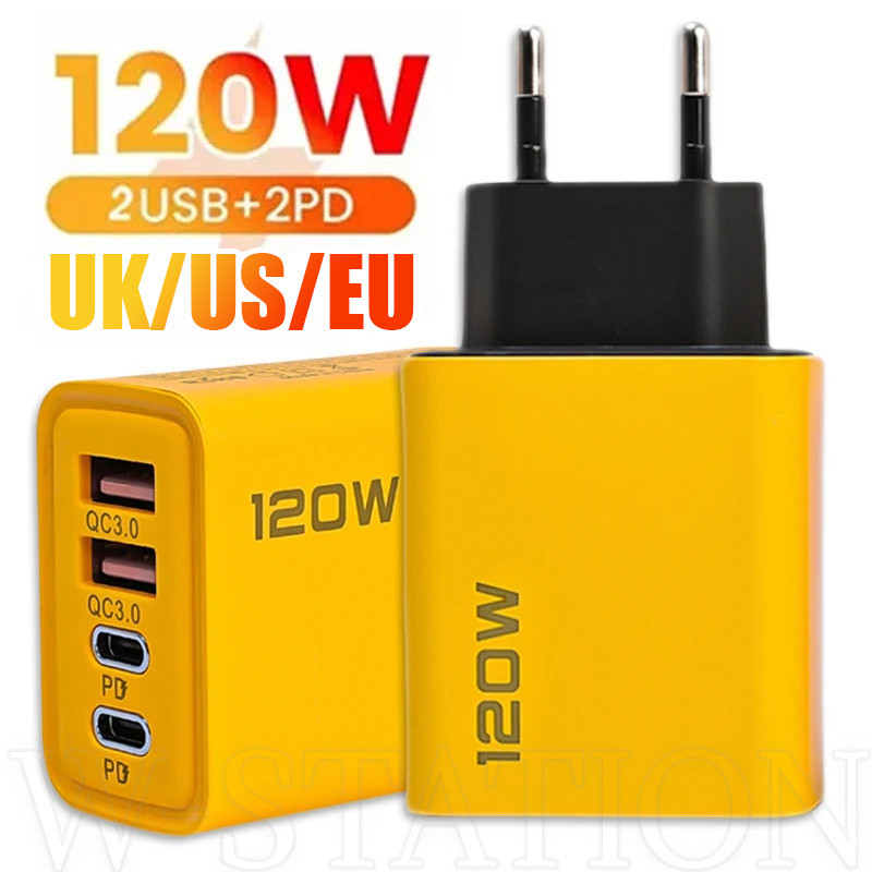 4-In-1 Dual PD USB Charger - QC3.0 120W Fast Charging Phone Chargers ...