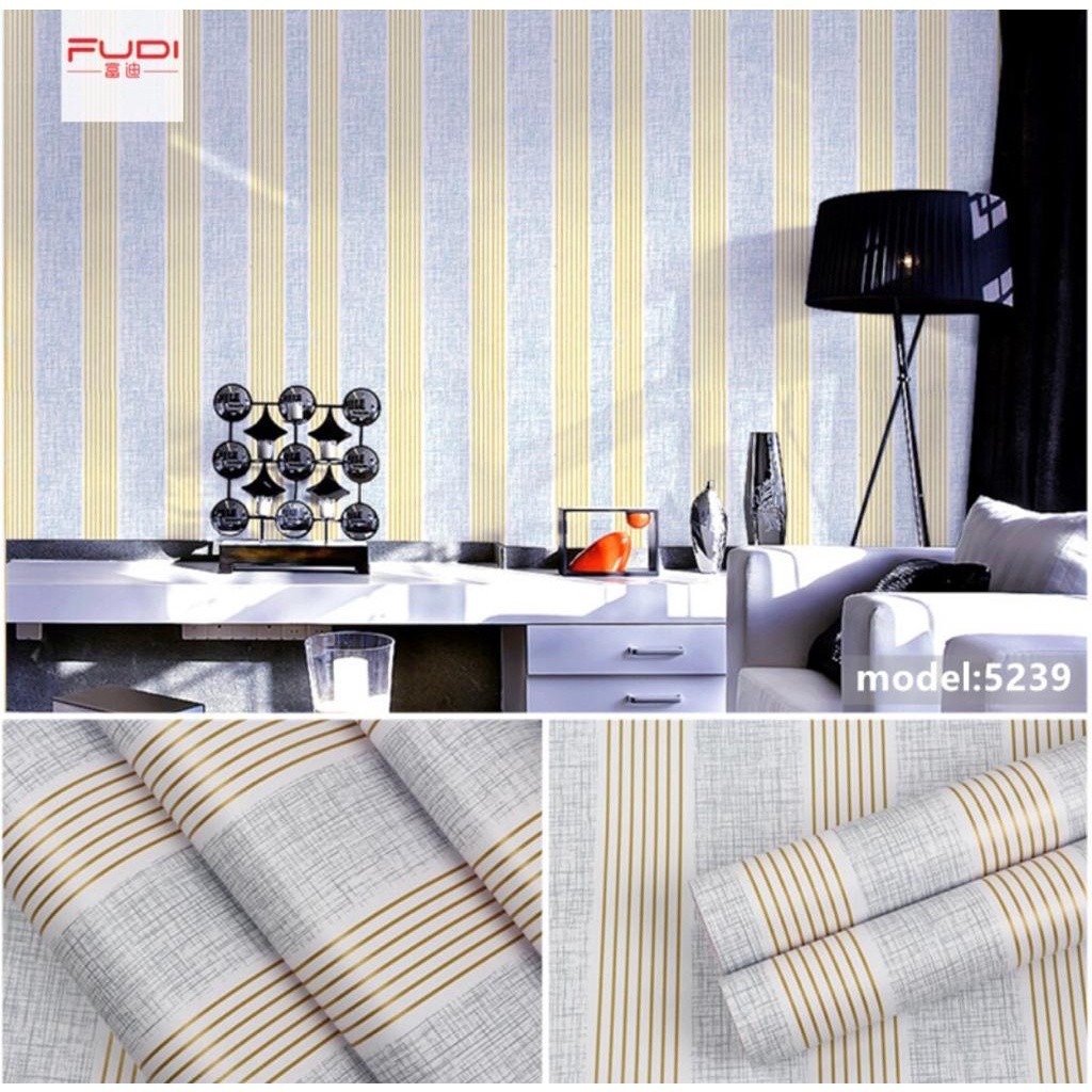Silver Gold Line Wall Wallpaper 8m to 9m x 45cm | Shopee Malaysia