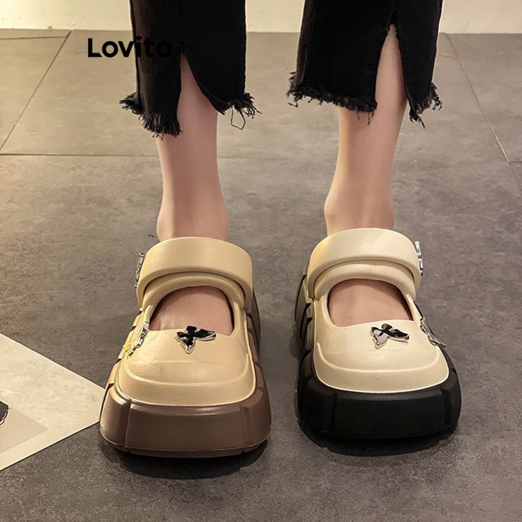 Lovito Cute Plain High Quality Butterfly Simple Outfit Crocs Flat ...