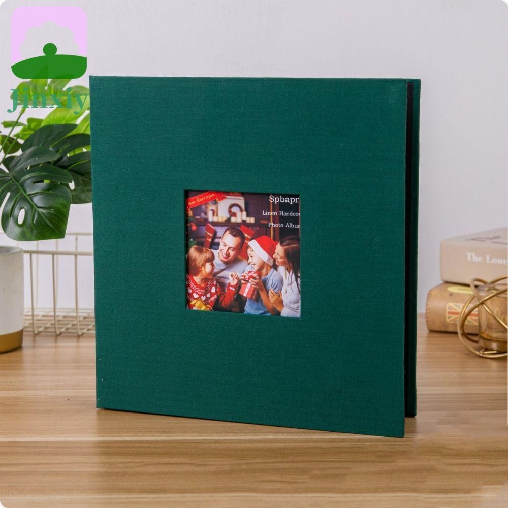 JINXIY Linen Cover Photo Album, Self Adhesive Hessian Scrapbook Album ...