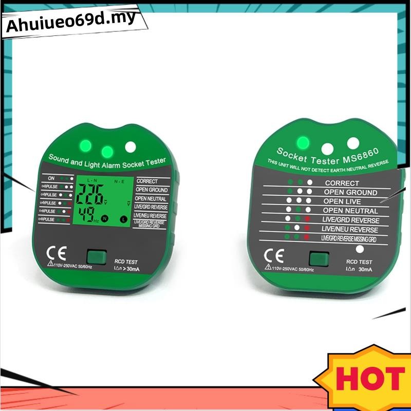 Digital Display Buzzing Socket Tester Voltage RCD Test Smart Detector ...