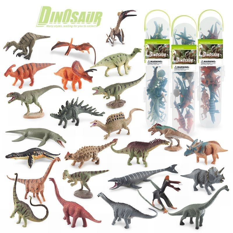 New Style-Simulation Mini Dinosaur Toy Set Tyrannosaurus Velociraptor ...