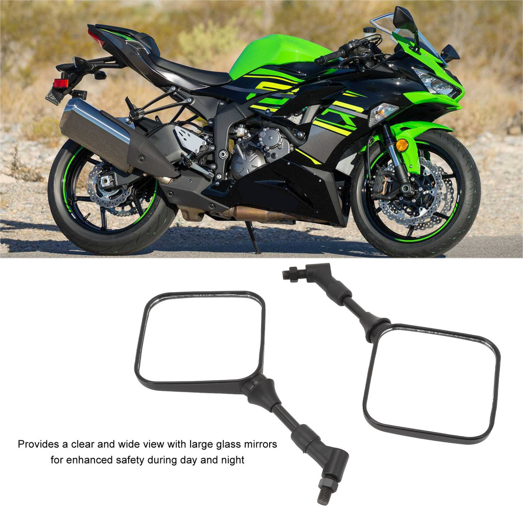[herebuy] Pair Of Motorcycle Square Rearview Mirrors 360 Degree ...