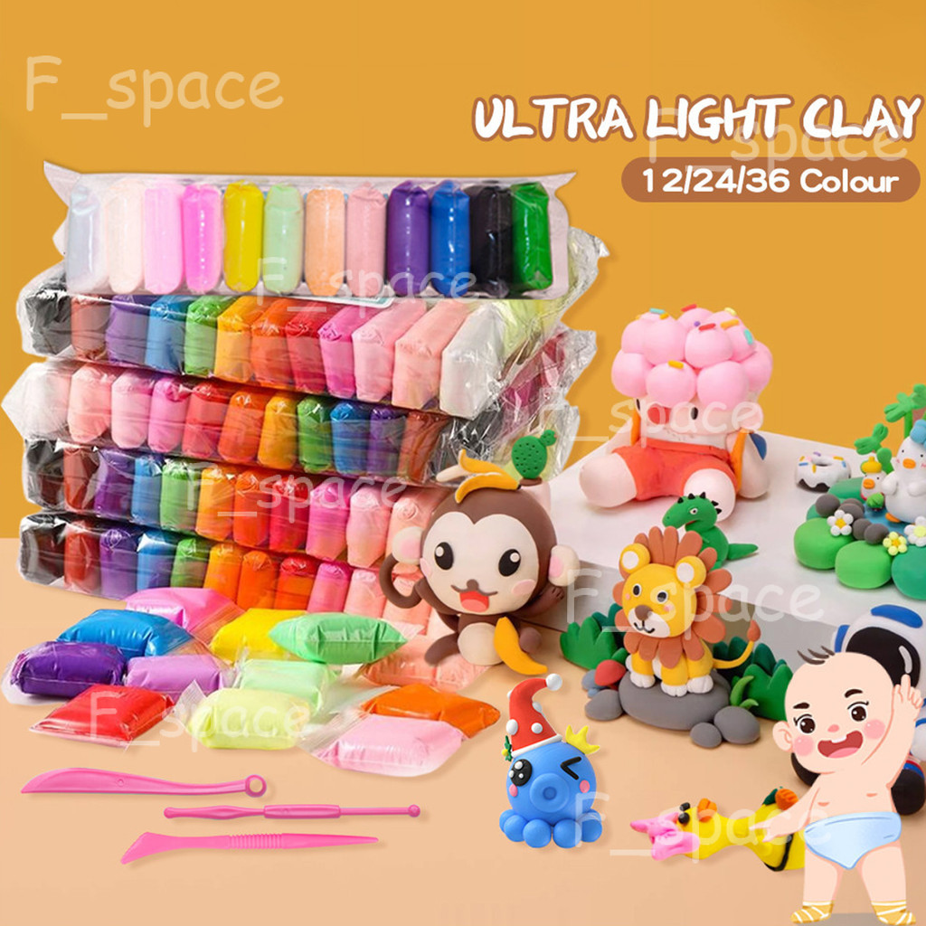 12/24/36 Colors Super Light Squishy Toys Clay Set With Tools For Kids ...