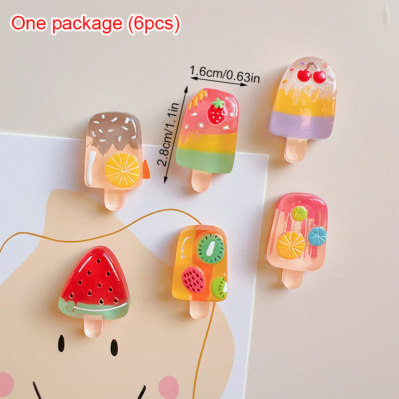 6Pcs Acrylic Magnetic Fridge Magnets Set Fruit Popsicle Designs ...