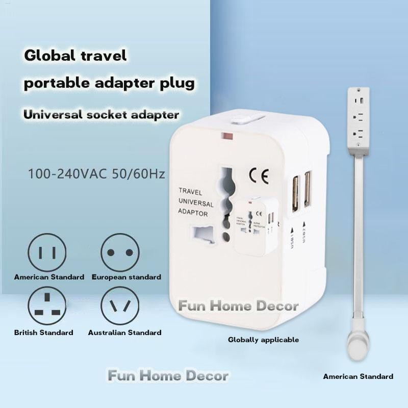Portable Universal socket adapter Travel Adapter with USB Ports Outlet Converter Wall Plug ...