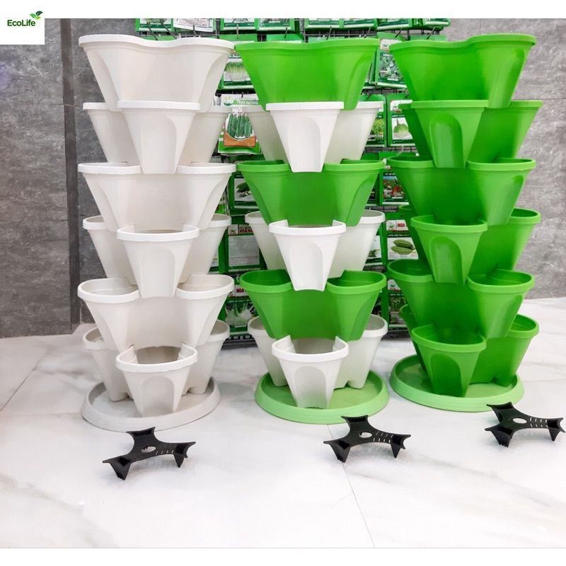 [6 pots]Smart tower pots for growing vegetables and flowers with plates ...