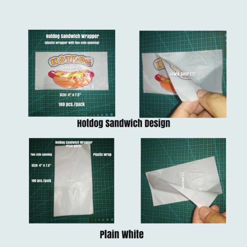 100pcs High Quality Hamburger Wrapper / Hotdog Plastic Wrapper (Plain ...