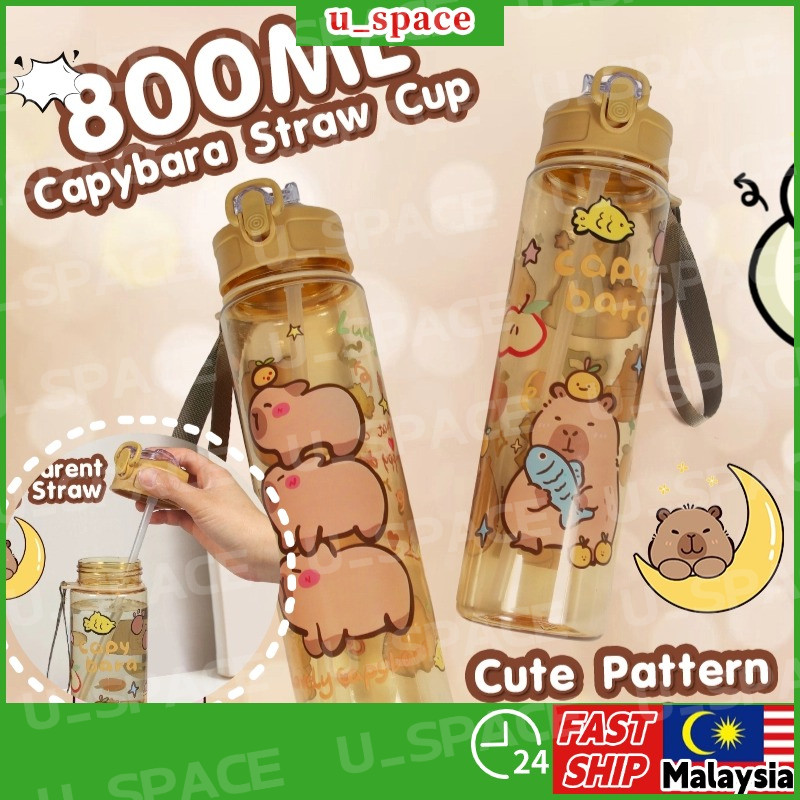800ml Botol Air Capybara Kuromi Cinnamoroll Water Bottle Kids Straw Bpa ...