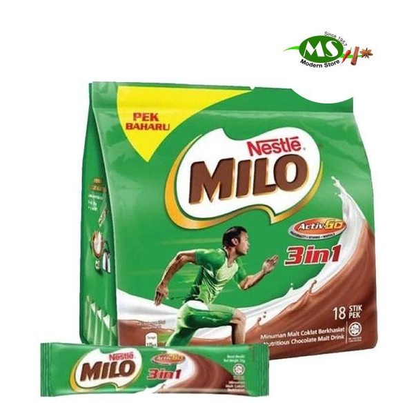 Nestle Milo Activ Go 3 in 1 Chocolate Malt Drink Bag 18pcs 33g | Shopee ...