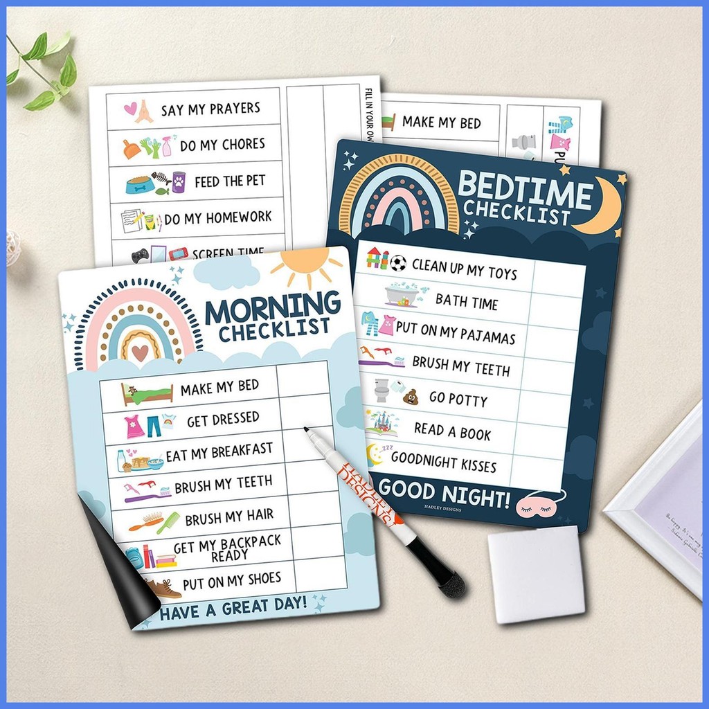 Bedtime Routine Chart for Toddler Kids Schedule Board for Home Visual ...