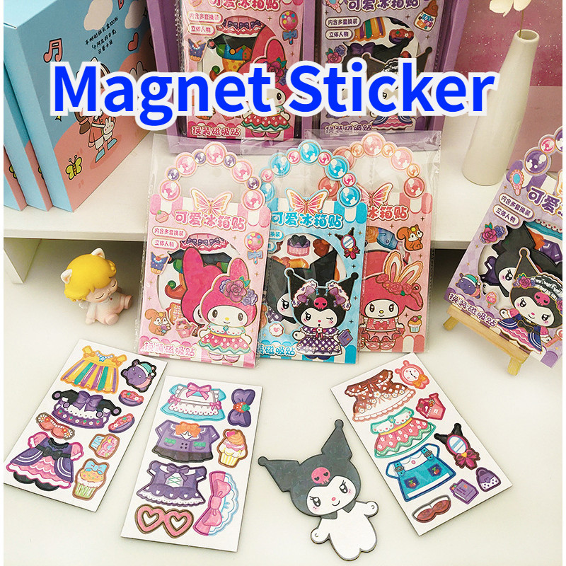 Cartoon Kuromi Refrigerator Magnet Sticker Anime Paper Doll My Melody ...