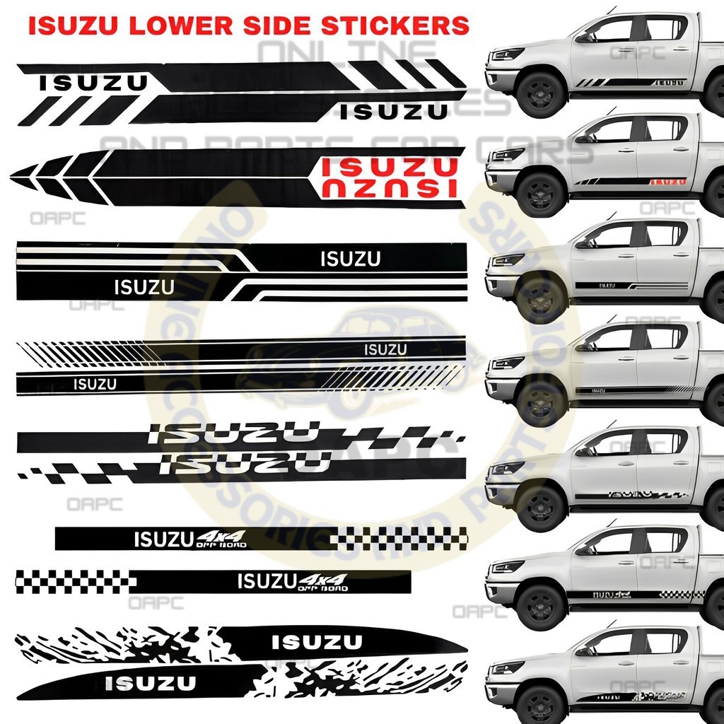 2Pcs ISUZU Car Body Lower Side Sticker Truck Decal Vinyl Flame Sticker ...