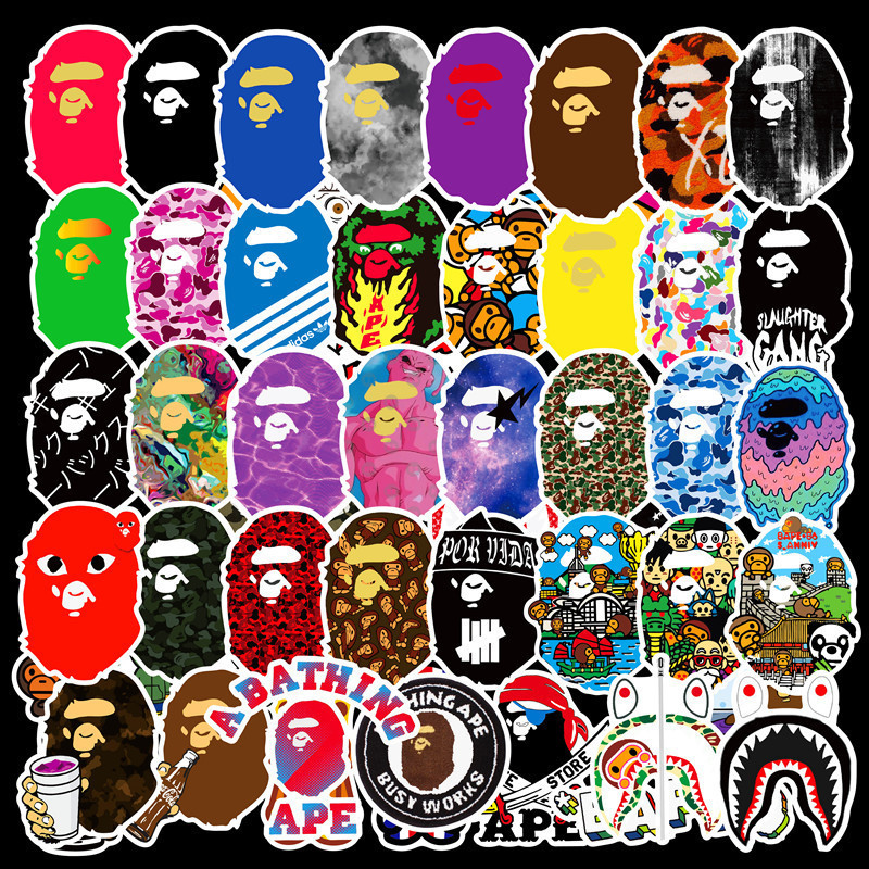 50pcs Ape Stickers Fashion Bape Waterproof Stickers Anime for Laptop ...