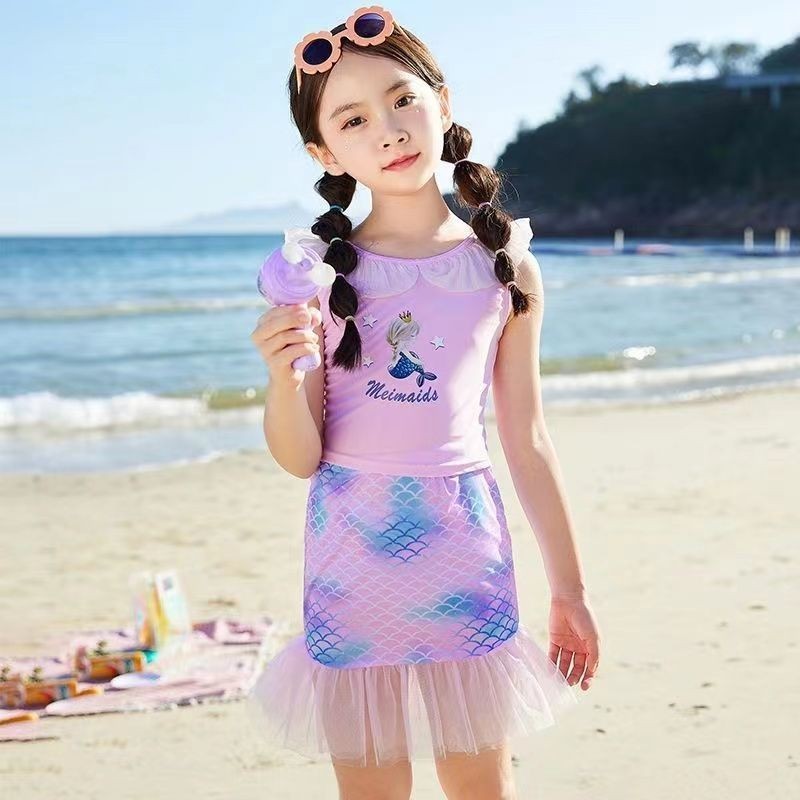 Children's Swimsuit Girls' New Skirt Swimsuit Baby Princess Split ...