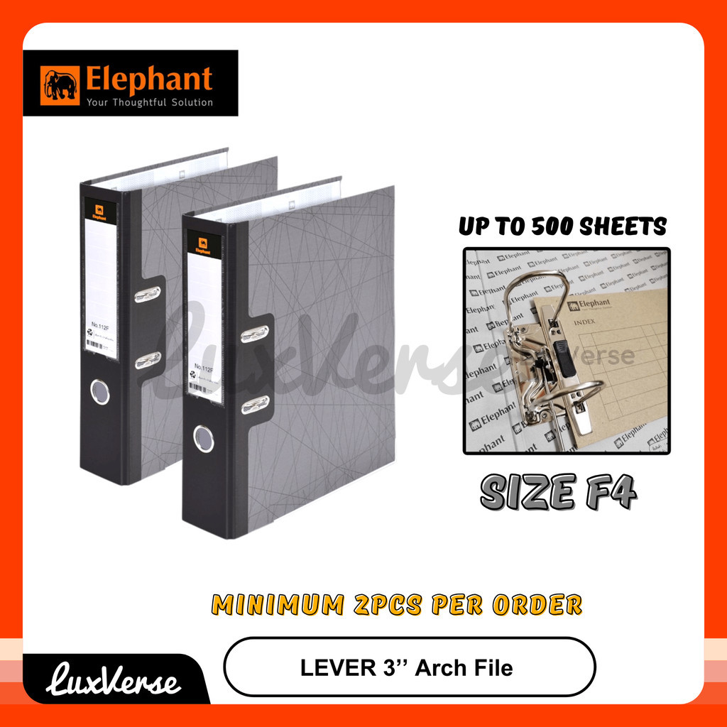 Lever Arch File 3" Elephant 112F Spine Black 3 inch Document File F4 🔥 ...