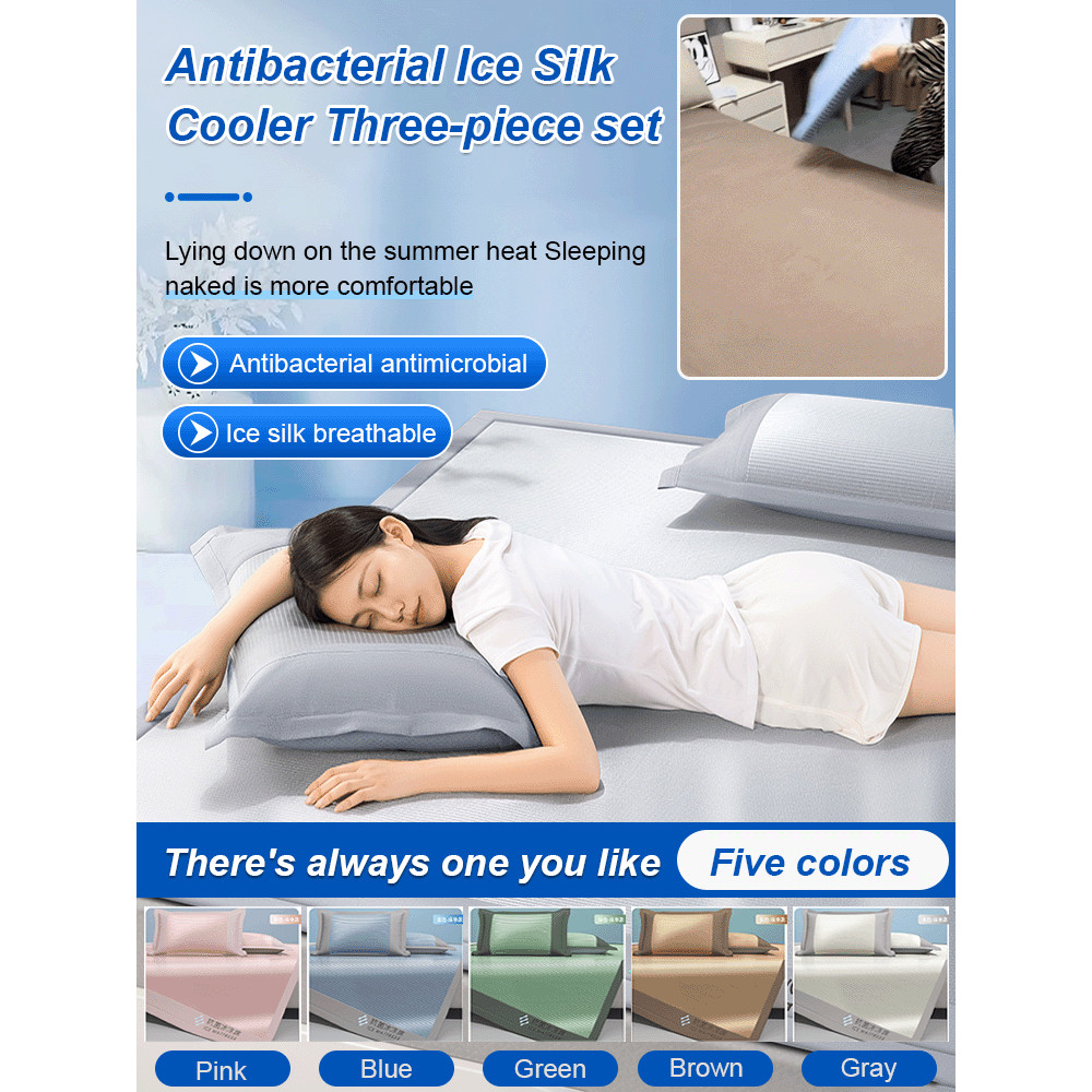 Summer Antibacterial Ice Silk Cooling Mat 3 Piece Set | Shopee Malaysia