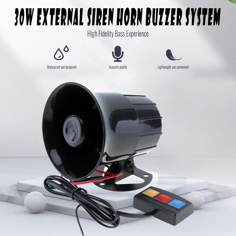 30W External Siren Horn Buzzer System 30 Watts 12V DC Power Supply ...
