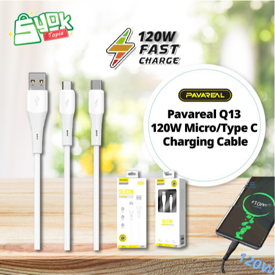 Pavareal Q13 120W Micro / Type C Cable Fast Charging Silicone Data ...