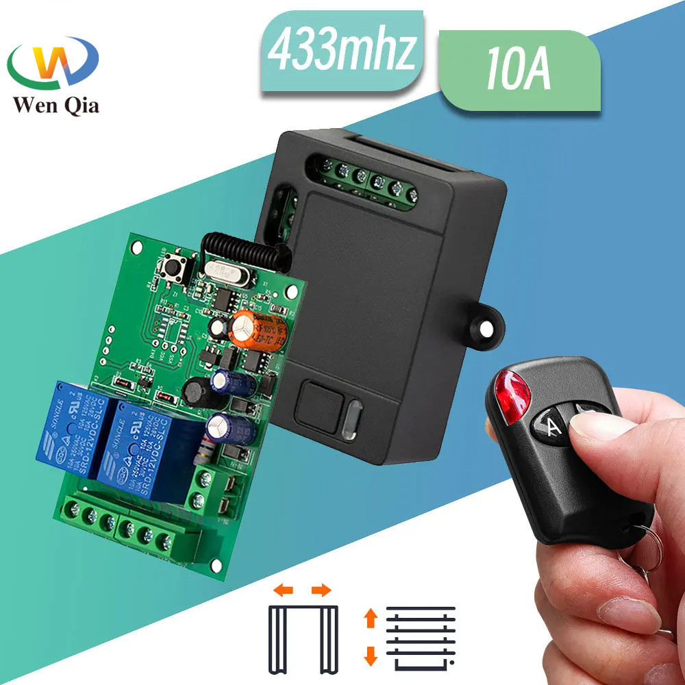 433MHz Rf Wireless Remote Control Switch AC 220V 2CH Garage Door Relay ...