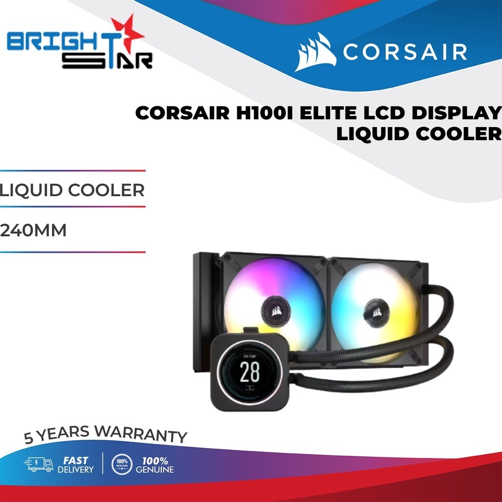 CORSAIR H100I ELITE LCD DISPLAY LIQUID COOLER 240MM LIQUID COOLER ...