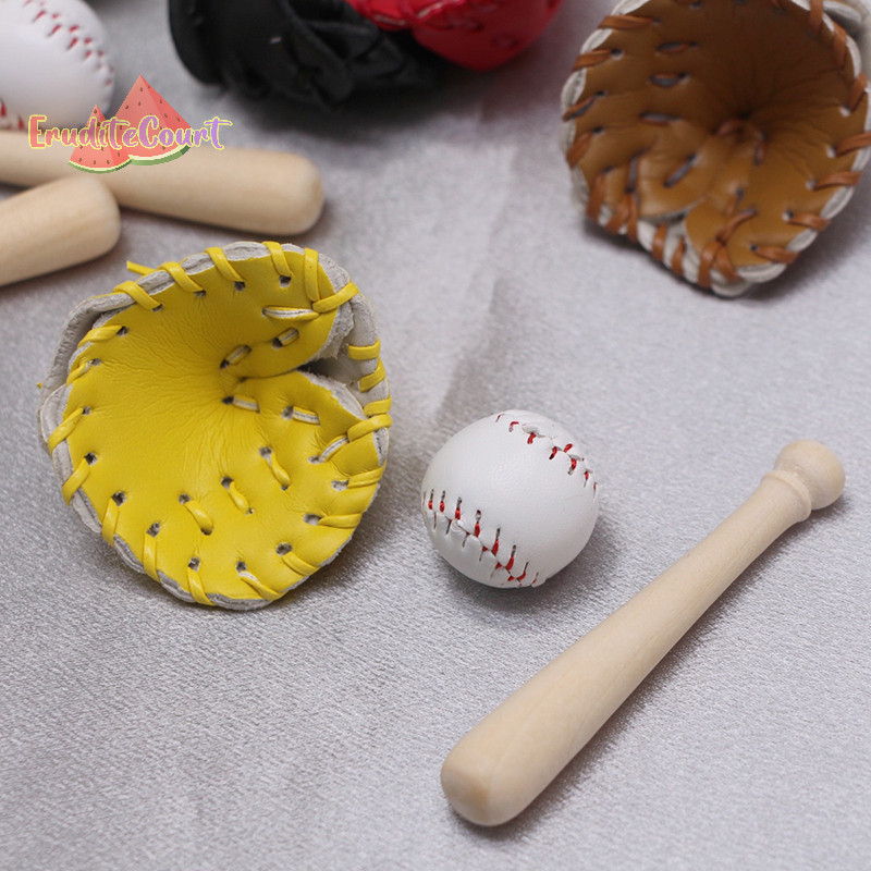 [ECM] 1set Dollhouse Baseball Bat Glove Mini Simulation Sports Model ...