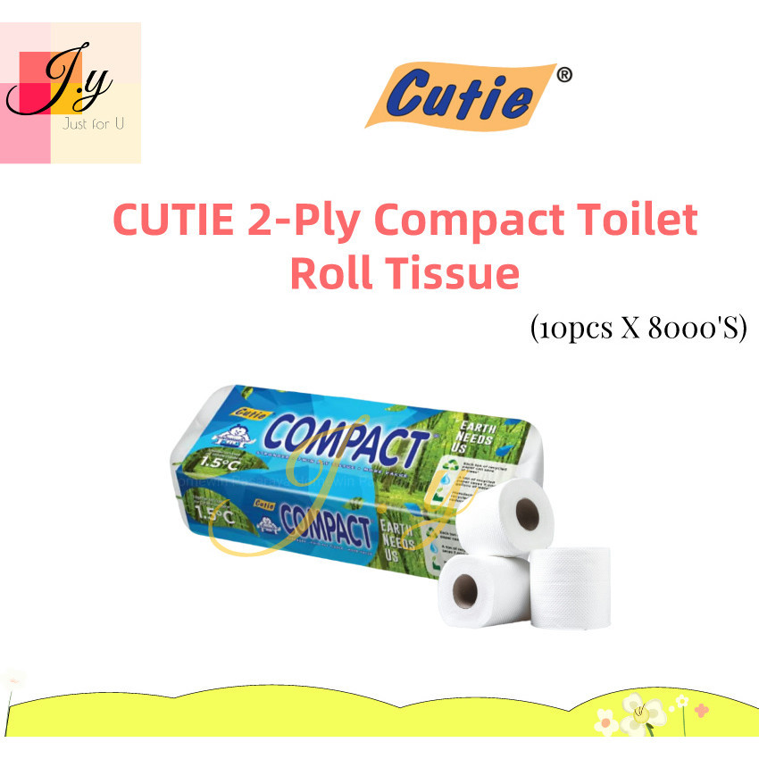 (FREE SHIPPING NO SBH/SRW) CUTIE 2-Ply Compact Toilet Roll Tissue (10pcs X 8000'S) | Shopee Malaysia