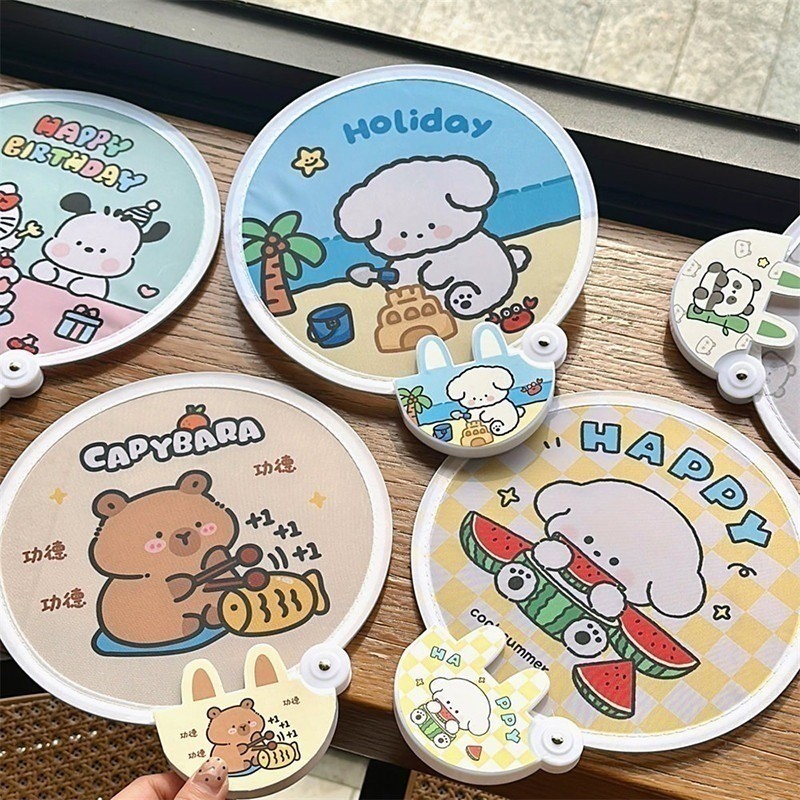 Cartoon Foldbale Fan Anime Capybara Summer Portable Handheld Fan Mini ...