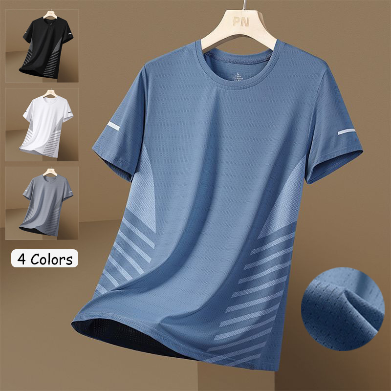 M-5XL Men's Ice Silk Microfiber T-Shirt Baju Jersey Lelaki Dry fit 运动衣 ...