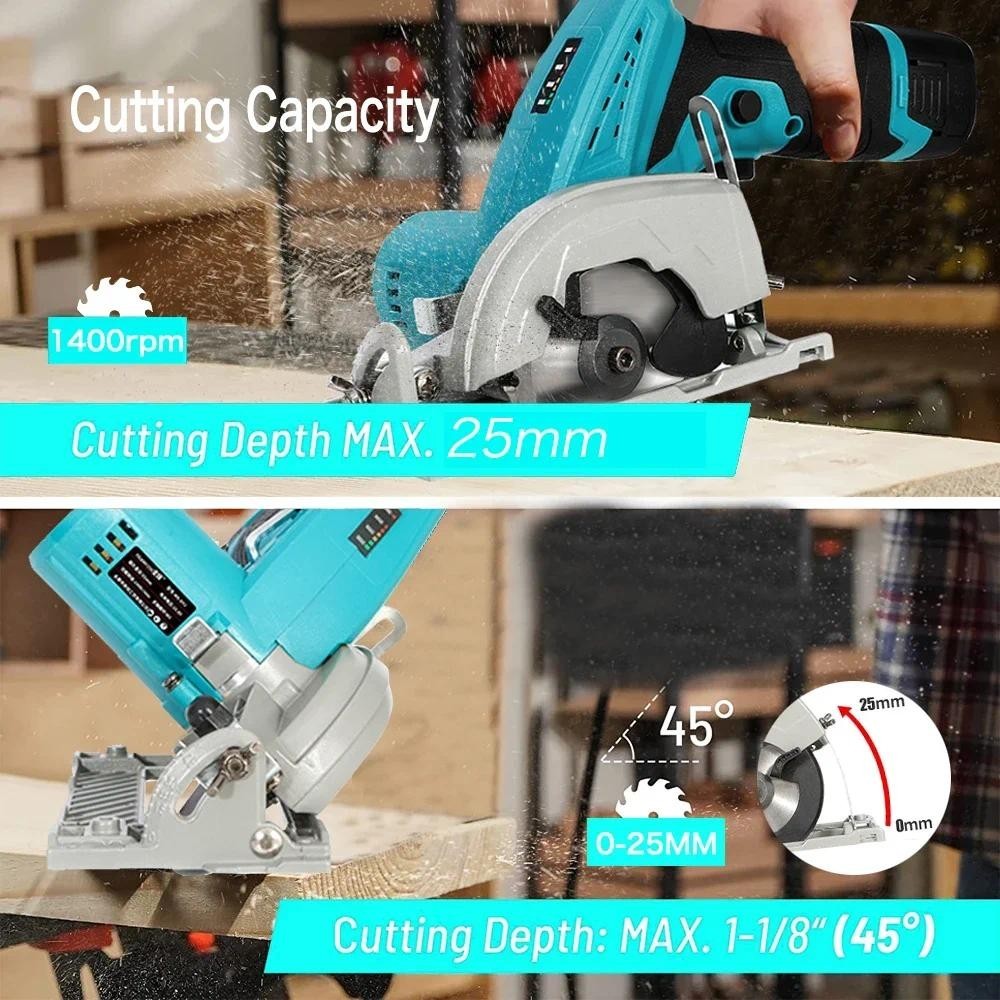 3 Inch Brushless Electric Circular Saw 27mm Depth Adjustable ...