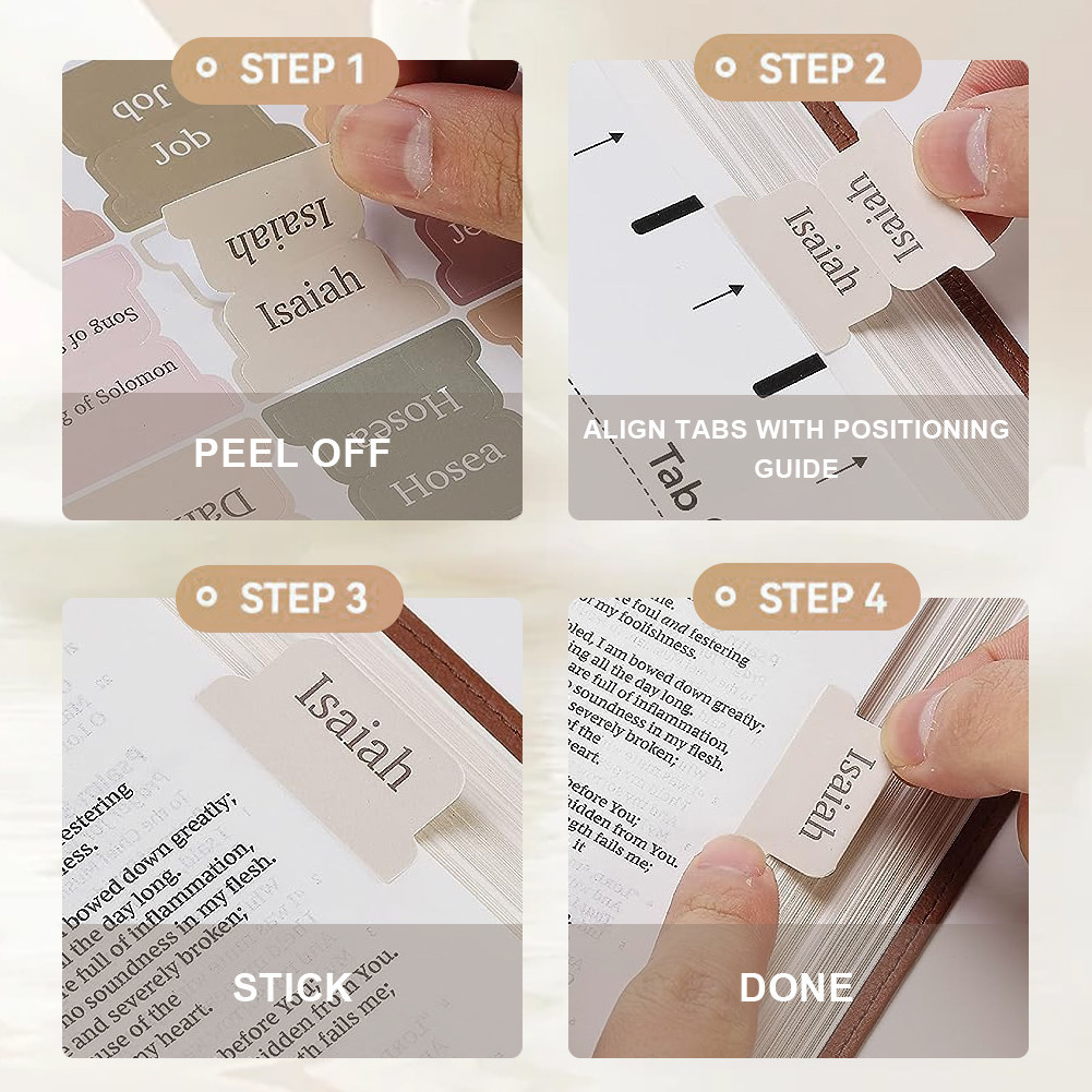 THEBEST 5 Sheet Self-adhesive Paper Tabs Bible Index Tabs Easy Read ...