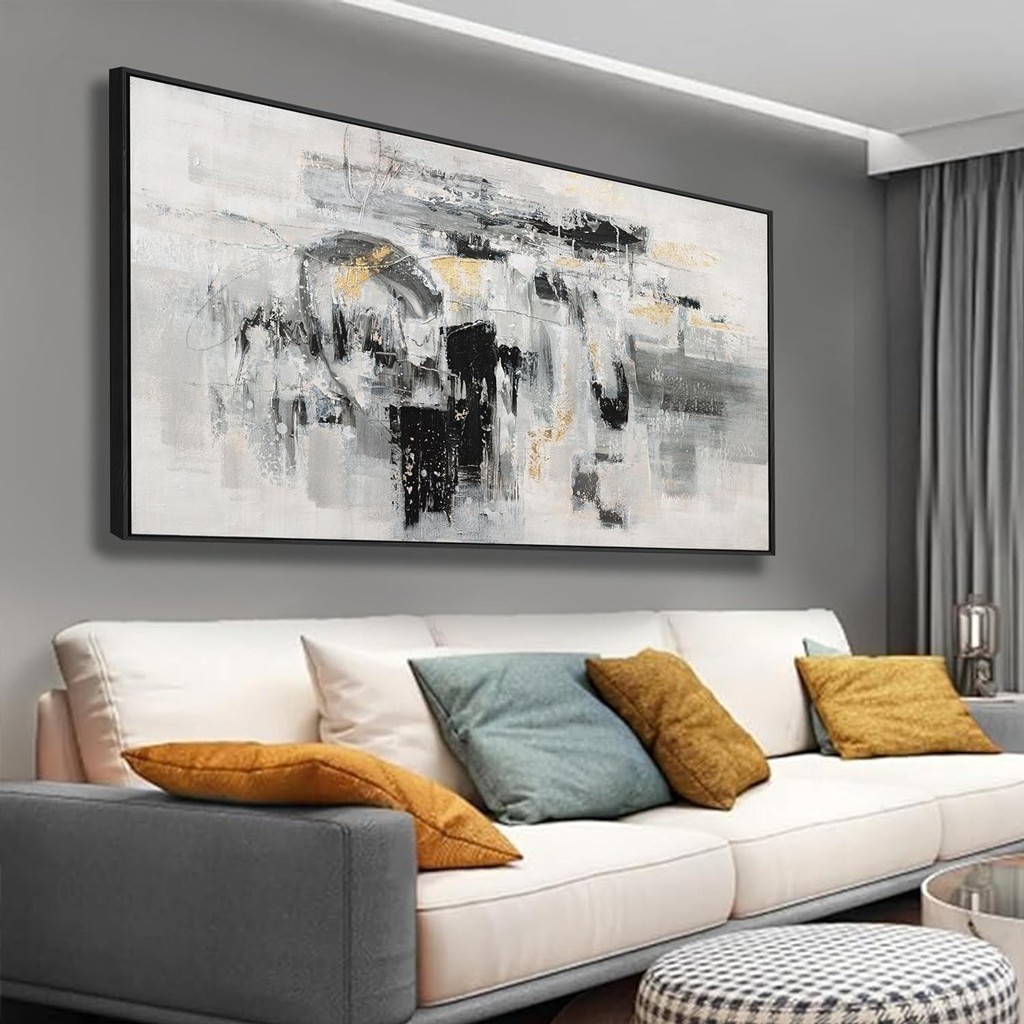 Seni Dinding Abstrak Besar - Lukisan Kanvas Berbingkai 30x60 Inci ...