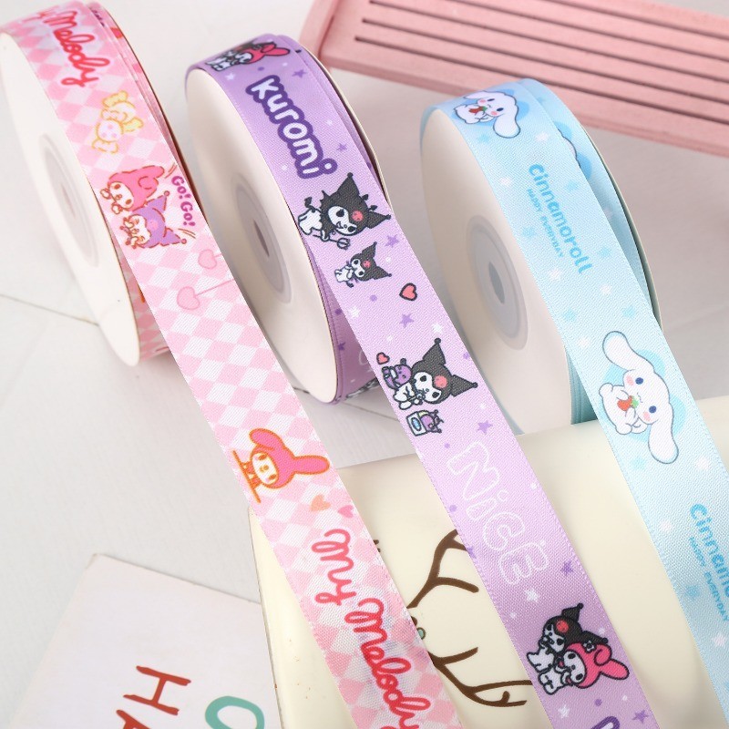 20M/roll Sanrio Gift Ribbons for Flowers Bouquet Packaging Kuromi ...