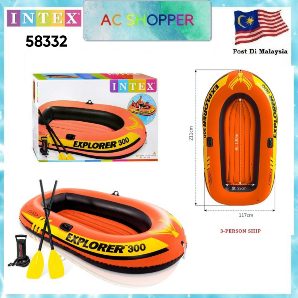 INTEX 58332 300 Boat Perahu angin Kapal Bot Bump Explorer Inflatable ...