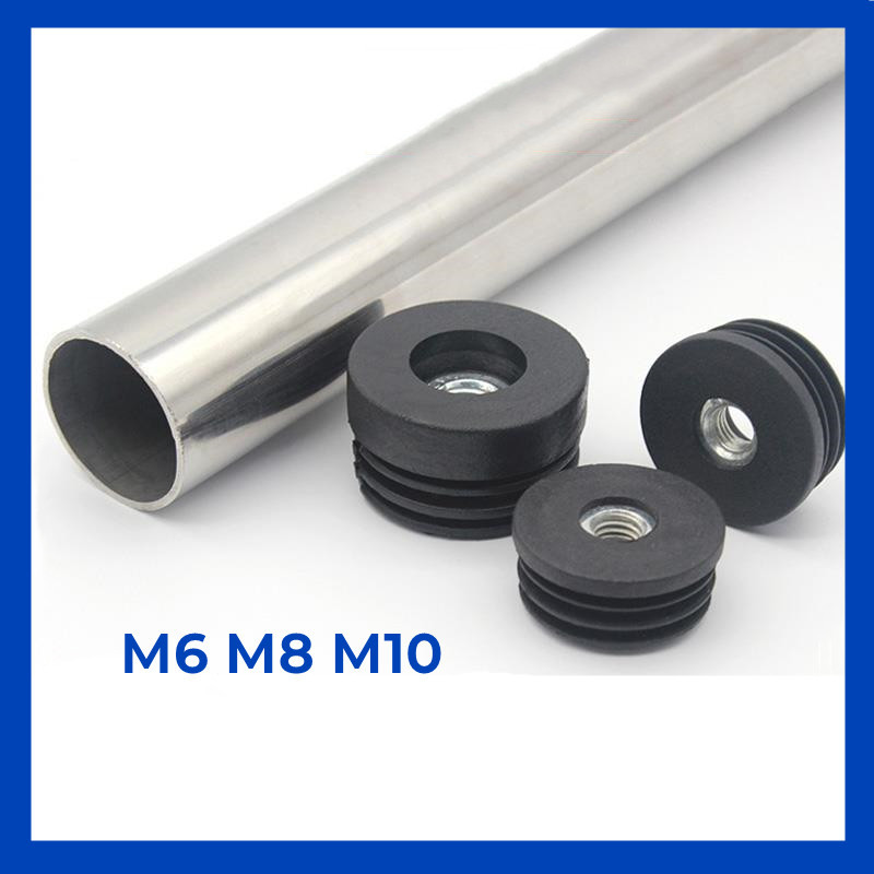 2-8PCS M6 M8 M10 PE Plastic Black Round Pipe Plugs With Hole Blanking ...