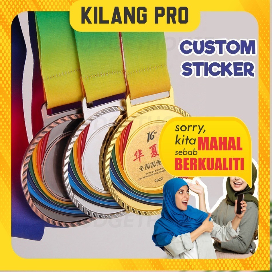 (KL/Perak) Free Design METAL Medal Both Side Sticker Medal Besi With ...