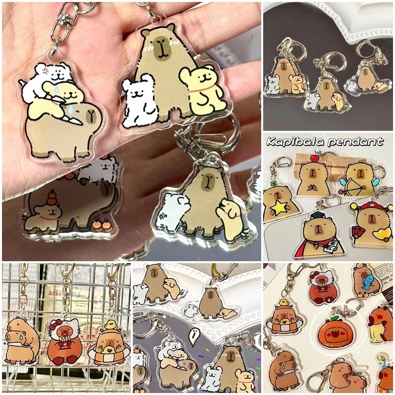 Mini Capybara Key Chain Funny Cute Capibala Keychains Creative ...