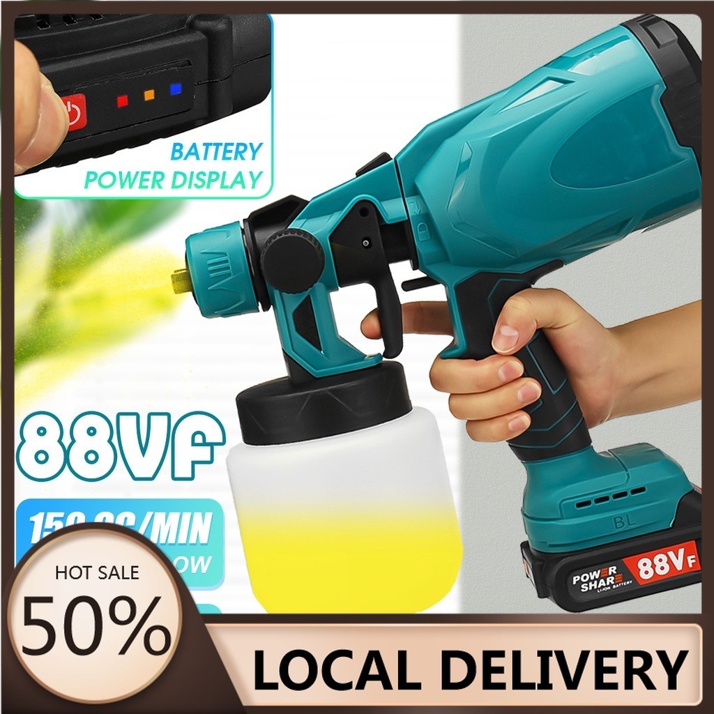 1000W 800ML Cordless Electric Spray Gun with 3 Nozzle Flow Control ...