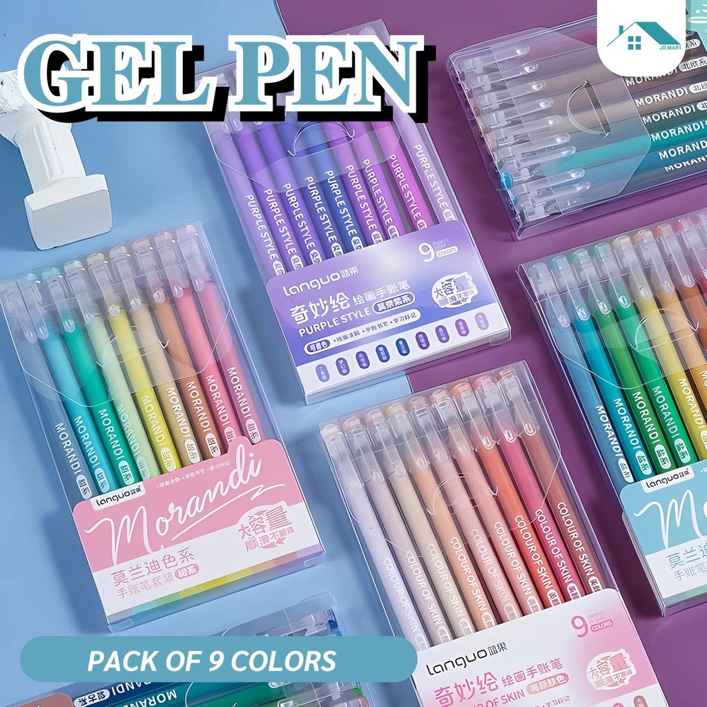 9pcs Morandi Gel Pens Set Vintage Marker Liner Colour Large-capacity ...