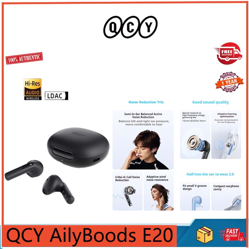 QCY AilyBoods E20 semi in ear ANC active noise cancellation wireless ...