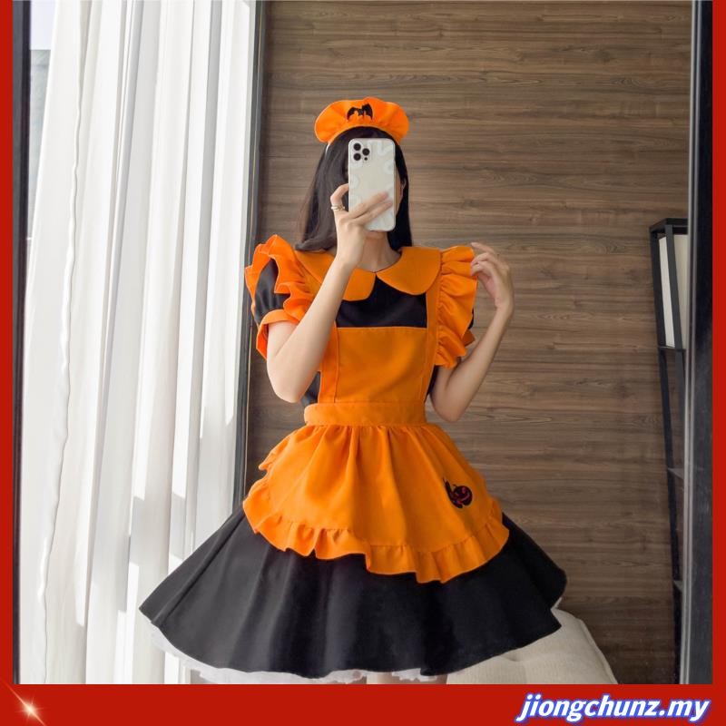 Sunny COSPLAY Halloween Embroidery Maid Costume Pumpkin Maid Cloth Bat ...