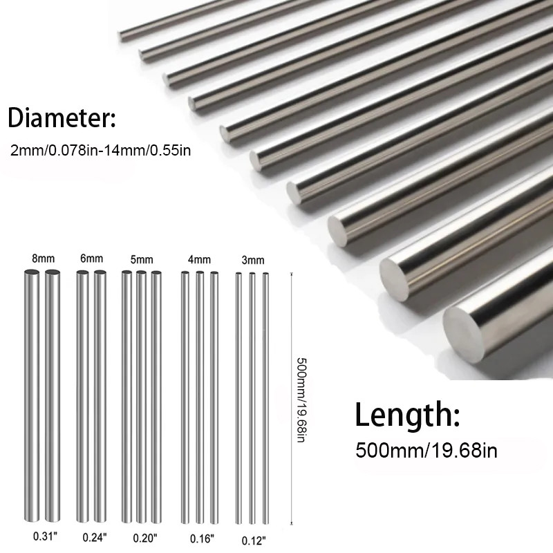 500mm Stainlesss Steel Lathe Rod Bar Set for DIY Projects - 1/2/5Pcs ...
