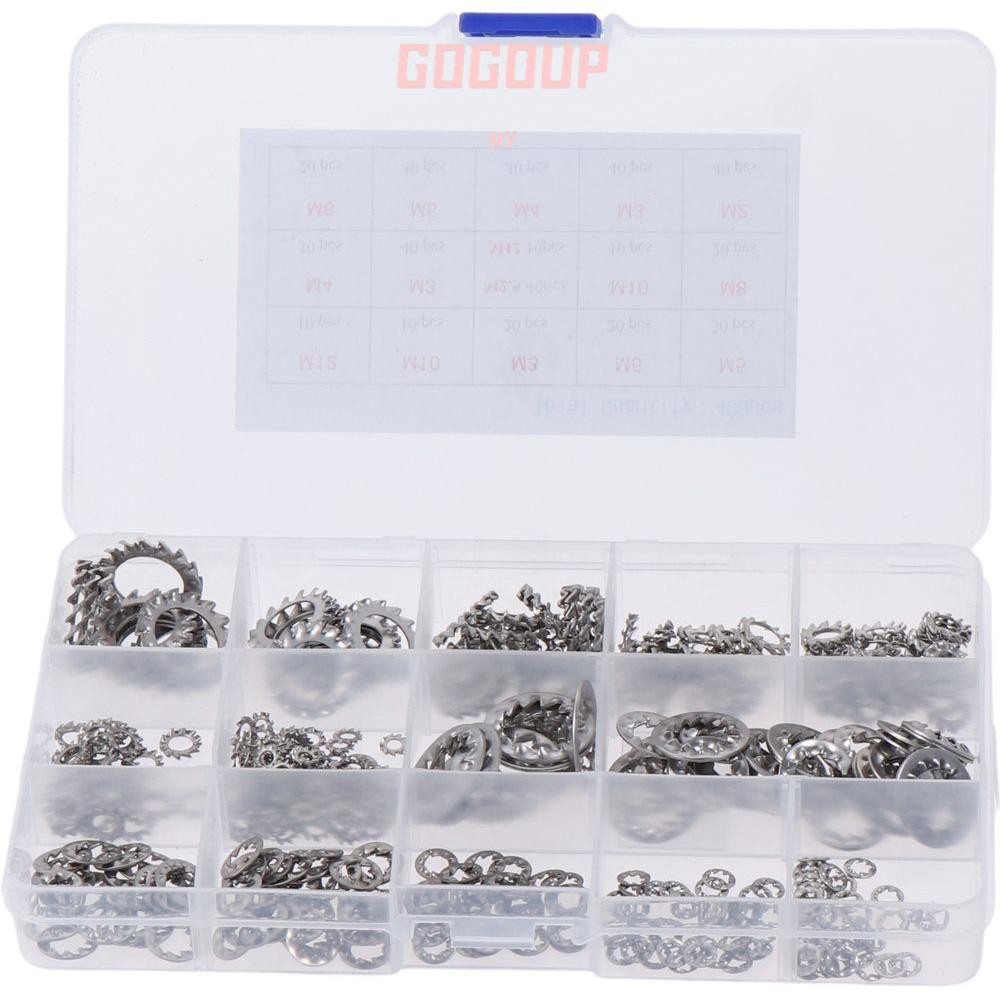 GOGUVO 400Pcs Lock Washers, M2 M2.5 M3 M4 M5 M6 M8 M10 M12 304 ...