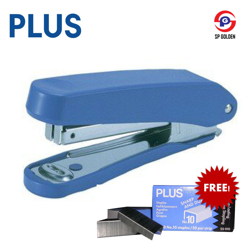 PLUS Stapler & Staples Set Renew ST 10EH-BU (Free Staples No.10 1000pcs) | Shopee Malaysia
