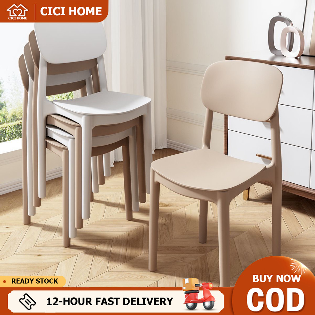 【CICI】Nordic Candy Chairs Plastic Chairs Stackable Coffee Chairs Dining ...