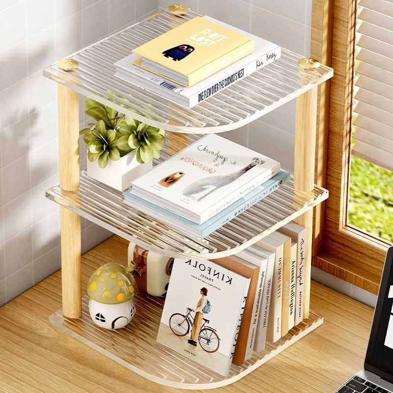 Corner Desktop Bookshelf Desk Multi-Layer Storage Shelf Office Desk ...